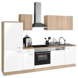 K&uuml;chenzeile Optifit "Parare", wei&szlig; (k&uuml;che: wei&szlig;, korpus: eichefarben, arbeitsplatte: eichefarben), B:270cm T:60cm, Komplettk&uuml;chen-Sets, K&uuml;chenzeile, ohne E-Ger&auml;te, Breite 270 cm