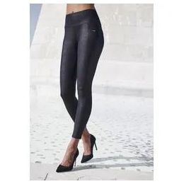 Leggings Lascana, Damen, Gr. 40/42, N-Gr, schwarz, Jersey, Obermaterial: 95% Polyester, 5% Elasthan, bedruckt, schmal lang, Hosen Leggings, mit schimmerndem Alloverdruck