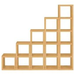 Regalw&uuml;rfel Heine HOME, braun (buchefarben), B:39,5cm H:40cm T:29,5cm, MDF, Regale, Regalw&uuml;rfel