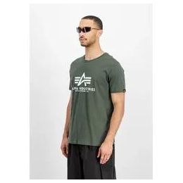 T-Shirt Alpha Industries "Basic T-Shirt", Herren, Gr. XL, gr&uuml;n (schwarz olive), Single Jersey, Obermaterial: 100% Baumwolle, bedruckt, regular fit normal, Rundhals, normaler Saum, Shirts T-Shirt, Baumwolle, regular fit, Topseller