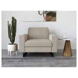 Loveseat Home Affaire "Pinto 105 cm, Cord, Chenille, Lederoptik", beige (cream), B:105cm H:85cm T:97cm, 92% Polyester, 8% Nylon, Sessel, mit Keder, Metallf&uuml;&szlig;en und auch in Cord Bezug erh&auml;ltlich