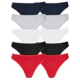 String Petite Fleur, Damen, Gr. 32/34, bunt (rot, schwarz, wei&szlig;, grau, meliert, navy), Single Jersey, Obermaterial: 95% Baumwolle, 5% Elasthan, unifarben, k&ouml;rpernah, Unterhosen String, aus elastischer Baumwolle