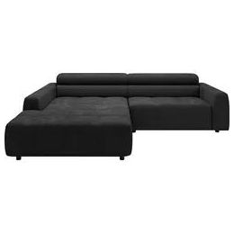 Ecksofa 3C Candy "Denver auch mit Cord- und Easy care-Bezug, Kopfteilverstellung L-Form", schwarz, B:258cm H:68cm T:217cm, 96% Polyester, 4% Polyacryl, Sofas, Ecksofa, wahlweise. mit motorischer Sitztiefenverstellung
