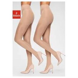 St&uuml;tzstrumpfhose Lascana, Damen, Gr. S (36/38), beige (puder), Obermaterial: 84% Polyamid, 16% Elasthan, uni, elastisch, Strumpfhosen, mit verst&auml;rktem H&ouml;schenteil