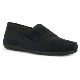 Mokassin Geox "U ASCANIO C", Herren, Gr. 39, blau (navy), Veloursleder, unifarben, Schuhe Mokassin, Loafer, Pennyloafer, Slipper zum bequemen Schlupfen