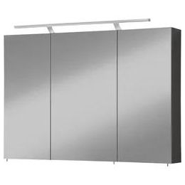 Spiegelschrank Welltime "Torino made in Germany", grau (basaltgrau), B:100cm H:75cm T:15,7cm, FSC-zertifizierter Holzwerkstoff, Schr&auml;nke, Spiegelschrank, Breite 100 cm, 3-t&uuml;rig, LED-Beleuchtung, Schalter-/Steckdosenbox