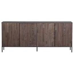 Sideboard Woood "Gravu", braun, B:200cm H:85cm T:44cm, FSC-zertifizierter Holzwerkstoff, Sideboards, Sideboard, Kommode, H 85 cm x B 200 cm x T 44 cm