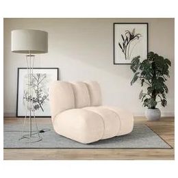 Sessel "Priya Loungesessel, moderne Steppung, auch in Boucl&eacute;", beige (hellbeige), B:102,5cm H:83cm T:106,5cm, 100% Polyester, LeGer Home by Lena Gercke, Sessel, Sessel, perfektes Einzelst&uuml;ck, gem&uuml;tlich und modern, B/T/H: 102,5/106,5/83 cm