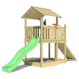 Spielturm Jungle Gym "Drift", gr&uuml;n (hellgr&uuml;n), Spielt&uuml;rme, KinderB:454cm H:277cm T:155cm, Holzwerkstoff, Spielanlage inklusive Rutsche mit Wasseranschluss, B:454cm H:277cm T:155cm