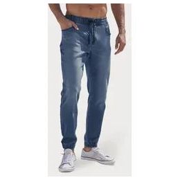 Jogger Pants John Devin "Jogg Pants", Herren, Gr. XXL (60/62), N-Gr, blau (blau, denim), Jeans, Obermaterial: 65% Baumwolle, 33% Polyester, 2% Elasthan, unifarben, bequem lang, Hosen Schlupfjeans, Joggpants mit elastischem Bund aus weicher Stretch-Qualit&auml;t