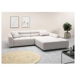 Ecksofa 3C Candy "Denver auch mit Cord- und Easy care-Bezug, Kopfteilverstellung L-Form", wei&szlig;, B:258cm H:68cm T:217cm, 100% Polyester, Sofas, Ecksofa, wahlweise. mit motorischer Sitztiefenverstellung