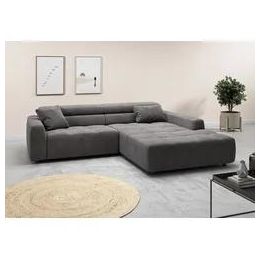 Ecksofa 3C Candy "Denver auch mit Cord- und Easy care-Bezug, Kopfteilverstellung L-Form", grau (dunkelgrau), B:258cm H:68cm T:217cm, 88% Polyester, 12% Polyacryl, Sofas, Ecksofa, wahlweise. mit motorischer Sitztiefenverstellung