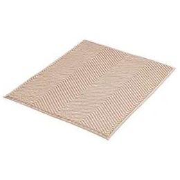 Badematte Kleine Wolke "Zigzag", beige (sandbeige), H:10mm, Polyester, Badematten, Badematte, Badteppich, Uni-Farben, modernes Zickzack Muster