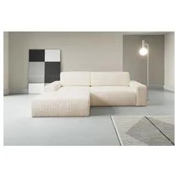 Ecksofa WERK2 "Rotterdam-L, kuschelweicher Cord oder Breitcord, L-Form, Breite 267 cm", beige (creme), B:267cm H:85cm T:165cm, 100% Polyester, Sofas, Ecksofa, Design Ecksofa mit Schlaffunktion & Bettkasten, Breitcord, Creme