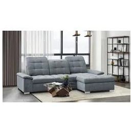 Ecksofa WERK2 "Carmen, mit Bettfunktion & Bettkasten, optional Sitztiefenverstellung", grau, B:264cm H:105cm T:170cm, 95% Polyester, 5% Nylon, Sofas, Ecksofa, ohne Sitztiefenverstellung, Struktur weich, grau