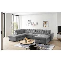 Wohnlandschaft exxpo - SOFA FASHION "Durango, aufwendige Sitz- und R&uuml;ckenverarbeitung, bequem, U-Form", grau (graphite), B:340cm H:92cm T:248cm, Sofas, Wohnlandschaft, inkl. Kopfteilverstellung, wahlweise mit Bettfunktion und Bettkasten