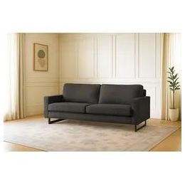 3-Sitzer Home Affaire "Pinto, 206 cm, Cord, Chenille, Lederoptik", schwarz (onyx), B:206cm H:85cm T:97cm, 90% Polyester, 10% Nylon, Sofas, mit Keder, schwarze Metallf&uuml;&szlig;e, Wellenunterfederung