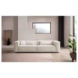 3-Sitzer "PIARA, Couch mit Kedernaht, Sofa in Cord, Leinenoptik o. Strukturstoff", beige (hellbeige), B:275cm H:66cm T:101cm, 100% Polyester, LeGer Home by Lena Gercke, Sofas, schwarze F&uuml;&szlig;e, bequemer Sitzkomfort