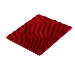 Badematte Kleine Wolke "Terrace", rot (rubin), H:23mm, Polyacryl, Badematten, Badematte, Badteppich, modernes Wellen Design, Hoch-Tief Effekt