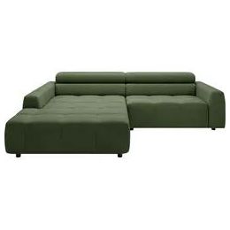 Ecksofa 3C Candy "Denver auch mit Cord- und Easy care-Bezug, Kopfteilverstellung L-Form", gr&uuml;n (oliv), B:258cm H:68cm T:217cm, 95% Polyester, 5% Nylon, Sofas, Ecksofa, wahlweise. mit motorischer Sitztiefenverstellung