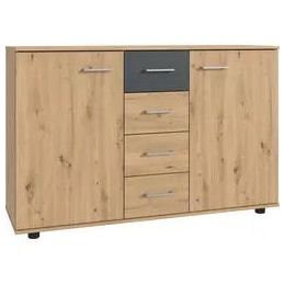 Kombikommode wimex "Taiga", grau (artisan eiche nachbildung, graphit), B:130cm H:83cm T:41cm, Holzwerkstoff, Sideboards, Kombikommode, obere Schublade in Absatzfarbe oder uni wei&szlig;