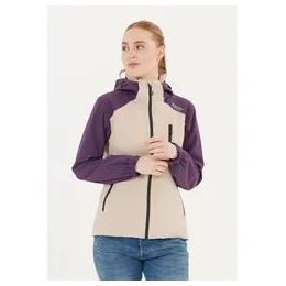 Outdoorjacke WEATHER REPORT "CAMELIA W-PRO15000", Damen, Gr. 42, beige (beige, lila), 94% Polyester, 6% Elasthan, bedruckt, mehrfarbig, normal, ohne Ausschnitt, Jacken Outdoorjacke, mit wasserdichter Beschichtung