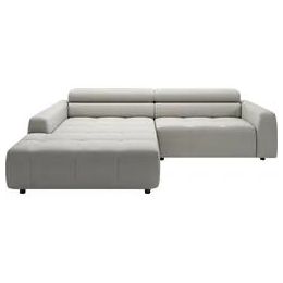 Ecksofa 3C Candy "Denver auch mit Cord- und Easy care-Bezug, Kopfteilverstellung L-Form", grau (hellgrau), B:258cm H:68cm T:217cm, 88% Polyester, 12% Polyacryl, Sofas, Ecksofa, wahlweise. mit motorischer Sitztiefenverstellung