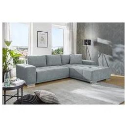 Jockenh&ouml;fer Ecksofa JOCKENH&Ouml;FER GRUPPE "Luciano L-Form, B: 282 cm", grau, B:282cm T:100cm, Korpus: 95% Polyester, 5% Nylon;Kissen: 95% Polyester, 5% Nylon, Sofas, Ecksofa, mit Bettfunktion, Bettkasten, induktive Ladestation & USB-Anschluss