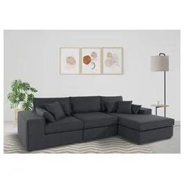 Ecksofa OTTO HOME "Florid L-Form", grau (anthrazit), B:280cm H:75cm T:162cm, Baumwollmix (60% Baumwolle/40% Leinen);Struktur fein (100% Polyester);Samtoptik (100% Polyester);Samtvelours (100% Polyester);Struktur (100% Polyester);Struktur recycelt (100% recyceltes Polyester), Sofas, Ecksofa, 3 Teile, bestehend aus Modulen, viele Bezugsqualit&auml;ten, auch in Cord
