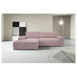 Ecksofa WERK2 "Rotterdam-L, kuschelweicher Cord oder Breitcord, L-Form, Breite 267 cm", rosa (rose), B:267cm H:85cm T:165cm, 90% Polyester, 10% Nylon, Sofas, Ecksofa, Design Ecksofa mit Schlaffunktion & Bettkasten, Cord, Rose