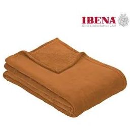 Wohndecke Ibena "Uni Fleecedecke Olbia", gelb (curry), B:130cm L:180cm, Polyester, Wohndecken, Wohndecke, einfarbig schick, Kuscheldecke