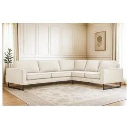 Ecksofa Home Affaire "Pinto, XXL, 250/290 cm, langer Schenkel, Ottomane", beige (natural), B:290cm H:85cm T:250cm, 90% Polyester, 10% Nylon, Sofas, Ecksofa, Cord, Chenille, Lederoptik, mit Keder, Metallf&uuml;&szlig;e, Wellenunterfederung