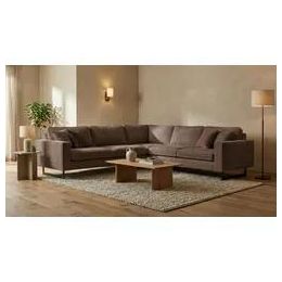 Ecksofa Home Affaire "Pinto, XXL, 250/290 cm, langer Schenkel, Ottomane", braun, B:290cm H:85cm T:250cm, 92% Polyester, 8% Nylon, Sofas, Ecksofa, Cord, Chenille, Lederoptik, mit Keder, Metallf&uuml;&szlig;e, Wellenunterfederung