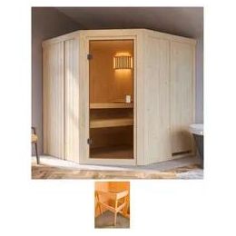 Sauna Karibu "Bodo", beige (natur), (ohne Ofen), Saunen