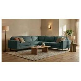 Ecksofa Home Affaire "Pinto, XXL, 250/290 cm, langer Schenkel, Ottomane", blau (azur), B:290cm H:85cm T:250cm, 92% Polyester, 8% Nylon, Sofas, Ecksofa, Cord, Chenille, Lederoptik, mit Keder, Metallf&uuml;&szlig;e, Wellenunterfederung