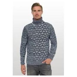 Strickpullover Rusty Neal, Herren, Gr. 3XL, blau, 70% Polyacryl, 30% Baumwolle, unifarben, normal, hoch geschlossener Ausschnitt, Pullover Strickpullover, mit angesagtem Karo-Design