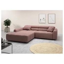 Ecksofa 3C Candy "Denver auch mit Cord- und Easy care-Bezug, Kopfteilverstellung L-Form", rosa (altrosa), B:258cm H:68cm T:217cm, 95% Polyester, 5% Nylon, Sofas, Ecksofa, wahlweise. mit motorischer Sitztiefenverstellung