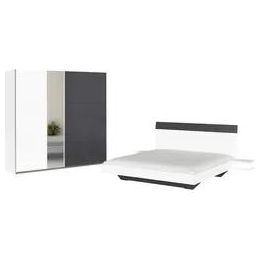 Schlafzimmer-Set Rauch "Monza", wei&szlig; (alpinwei&szlig;, graumetallic), Bett 180x200cm + ohne Matratze, B/H: 180cm x 200cm, Bett 180x200cm, Holzwerkstoff, Schlafzimmerm&ouml;bel-Sets, mit Schwebet&uuml;renschrank Breite 218 cm, Bettanlage in 2 Breiten