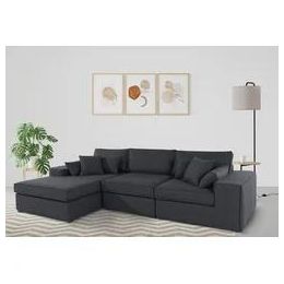 Ecksofa OTTO HOME "Florid L-Form", grau (anthrazit), B:280cm H:75cm T:162cm, Baumwollmix (60% Baumwolle/40% Leinen);Struktur fein (100% Polyester);Samtoptik (100% Polyester);Samtvelours (100% Polyester);Struktur (100% Polyester);Struktur recycelt (100% recyceltes Polyester), Sofas, Ecksofa, 3 Teile, bestehend aus Modulen, viele Bezugsqualit&auml;ten, auch in Cord