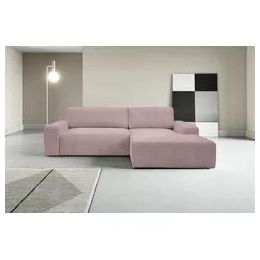 Ecksofa WERK2 "Rotterdam-L, kuschelweicher Cord oder Breitcord, L-Form, Breite 267 cm", rosa (rose), B:267cm H:85cm T:165cm, 90% Polyester, 10% Nylon, Sofas, Ecksofa, Design Ecksofa mit Schlaffunktion & Bettkasten, Cord, Rose