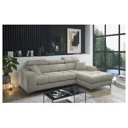 Ecksofa ED EXCITING DESIGN "Sydney L-Form", beige, B:268cm H:86cm T:172cm, 92% Polyester, 8% Nylon, Sofas, Ecksofa, mit Bettfunktion, Bettkasten, Kopfteilverstellung & 2 Zierkissen