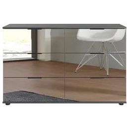Schubkastenkommode wimex "Saigon", grau (graphit, spiegel), B:130cm H:83cm T:41cm, Holzwerkstoff, Sideboards, mit 6 Schubladen, wahlweise Glas-oder Spiegelfronten
