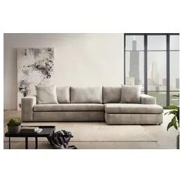 Ecksofa Home Affaire "SLEETLAND XXL in Samtvelours oder Vintage-Leder-Optik, L-Form", grau (hellgrau), B:325cm H:72cm T:167cm, Sofas, Ecksofa, besonders gro&szlig; und bequem