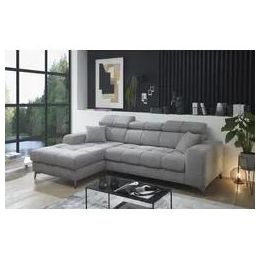 Ecksofa ED EXCITING DESIGN "Sydney L-Form", grau (taupe), B:268cm H:86cm T:172cm, 92% Polyester, 8% Nylon, Sofas, Ecksofa, mit Bettfunktion, Bettkasten, Kopfteilverstellung & 2 Zierkissen, Topseller