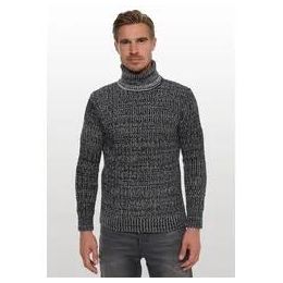 Rollkragenpullover Rusty Neal, Herren, Gr. L, schwarz, 70% Polyacryl, 30% Baumwolle, meliert, normal, hoch geschlossener Ausschnitt, Pullover Rollkragenpullover, im angesagten Strickdesign
