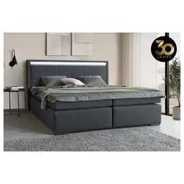 Boxspringbett Collection AB "30 Jahre Jubil&auml;ums-Modell Athena", grau (anthrazit), B:193cm L:208cm, Holzwerkstoff, Spanplatte, Komplettbetten, Boxspringbett, in H2,H3 & H4, wahlweise mit LED-Leiste