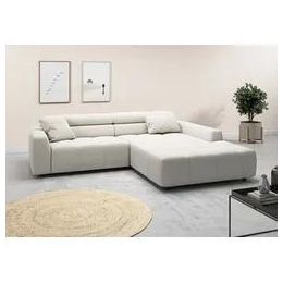 Ecksofa 3C Candy "Denver auch mit Cord- und Easy care-Bezug, Kopfteilverstellung L-Form", wei&szlig;, B:258cm H:68cm T:217cm, 88% Polyester, 12% Polyacryl, Sofas, Ecksofa, wahlweise. mit motorischer Sitztiefenverstellung