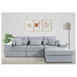 Ecksofa OTTO HOME "Florid L-Form", silber, B:280cm H:75cm T:162cm, Baumwollmix (60% Baumwolle/40% Leinen);Struktur fein (100% Polyester);Samtoptik (100% Polyester);Samtvelours (100% Polyester);Struktur (100% Polyester);Struktur recycelt (100% recyceltes Polyester), Sofas, Ecksofa, 3 Teile, bestehend aus Modulen, viele Bezugsqualit&auml;ten, auch in Cord