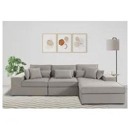 Ecksofa OTTO HOME "Florid L-Form", beige, B:280cm H:75cm T:162cm, Baumwollmix (60% Baumwolle/40% Leinen);Struktur fein (100% Polyester);Samtoptik (100% Polyester);Samtvelours (100% Polyester);Struktur (100% Polyester);Struktur recycelt (100% recyceltes Polyester), Sofas, Ecksofa, 3 Teile, bestehend aus Modulen, viele Bezugsqualit&auml;ten, auch in Cord