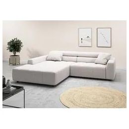 Ecksofa 3C Candy "Denver auch mit Cord- und Easy care-Bezug, Kopfteilverstellung L-Form", wei&szlig;, B:258cm H:68cm T:217cm, 100% Polyester, Sofas, Ecksofa, wahlweise. mit motorischer Sitztiefenverstellung